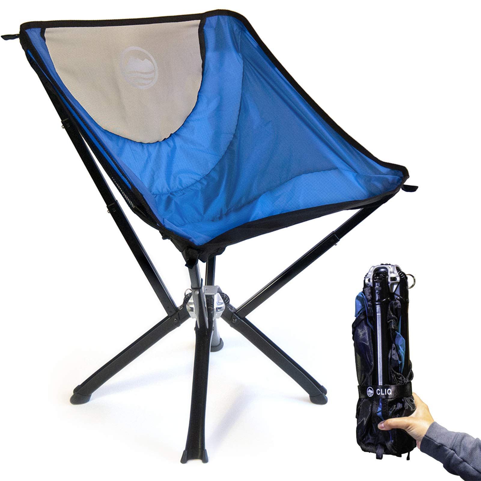 CLIQ Portable Chair Camping Chairs - A Small Collapsible Portable Chair That Goes Every Where Outdoors. Compact Folding Chair for Adults That Sets Up in 5 Seconds | Camping Chair Supports 300 Lbs