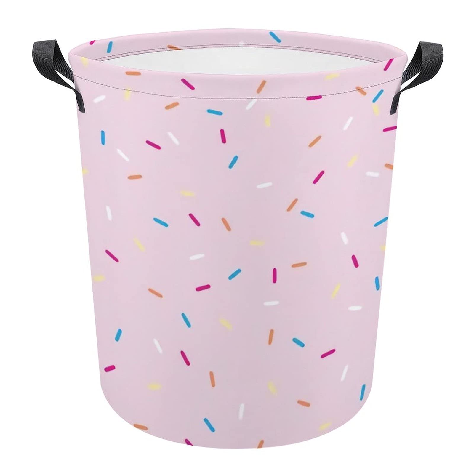 Pink Ice Cream Sprinkles Laundry Storage Basket Waterproof Foldable Laundry Hamper with Handles for Baby Nursery College Dorms Kids Bedroom