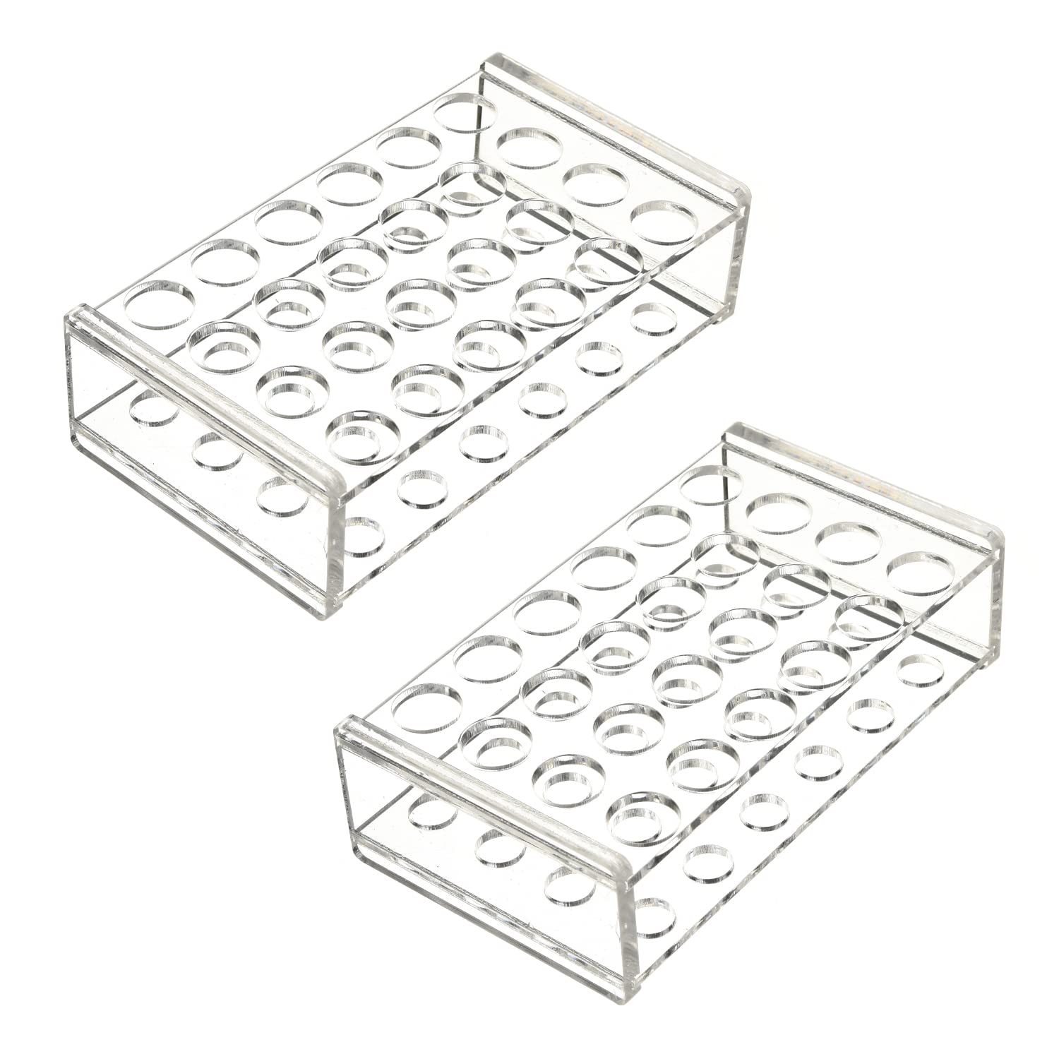 Othmro 2pcs Transparent Acrylic Test Tube Holder Rack,Centrifuge Tube Holder,Plastic Stand for Labortory Holder 14mm 24Holes Suitable for 5ml Test Tubes