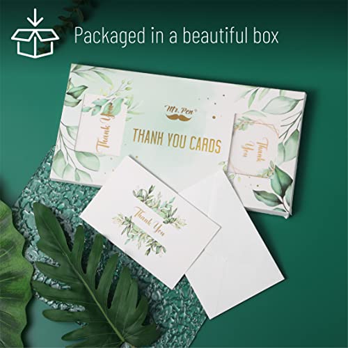 Mr. Pen- Thank You Cards with Envelopes, 20 Pack, 4β x 6β, Greenery Gold Foil Design, Thank You Notes with Envelopes Set, Thank You Cards Wedding, Blank Thank You Cards with Envelopes