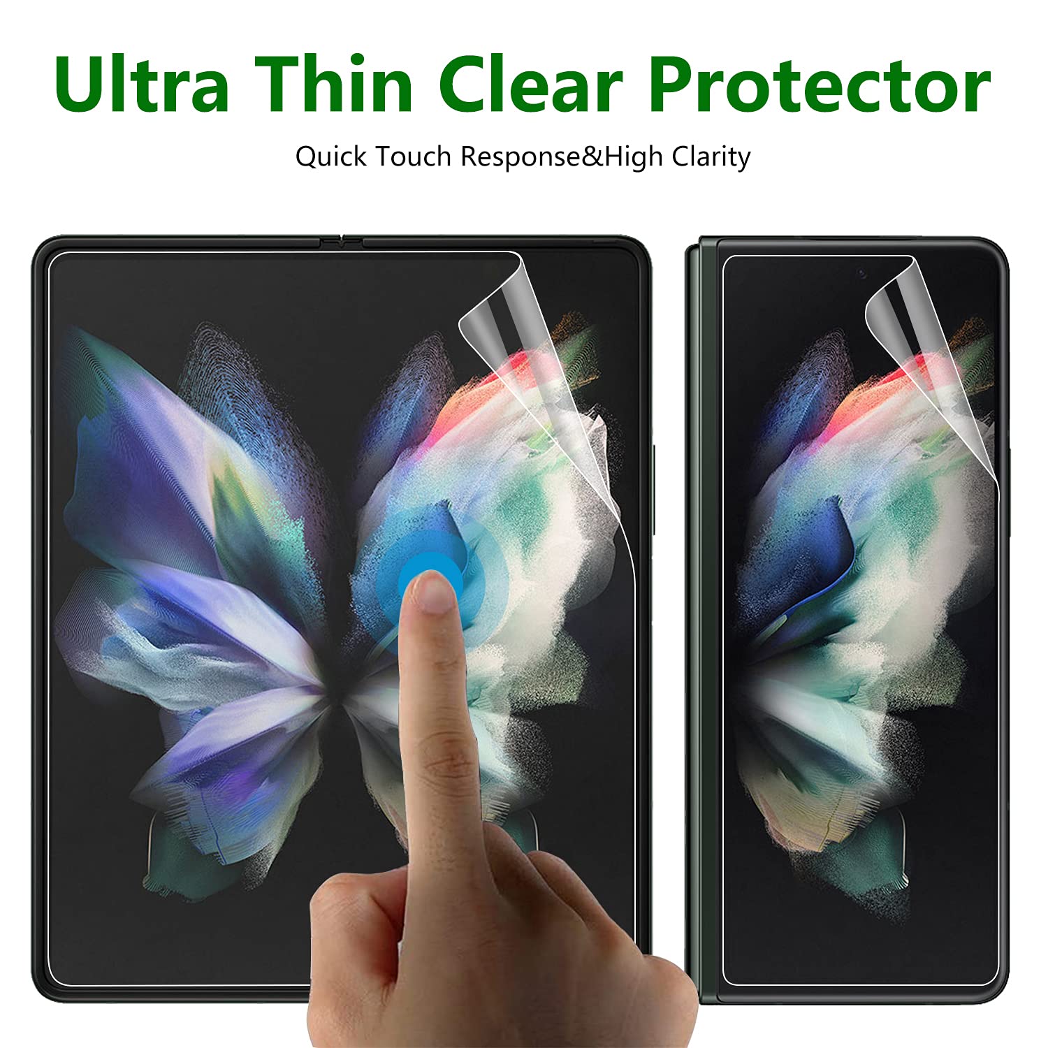Corefyco Direct Galaxy Z Fold 3 Screen Protector (1 Set=3 PCS), Full Covered Outer + Inner+ Back Cover Protector, Flexible TPU Soft Film Compatible for Samsung 5G (Clear)