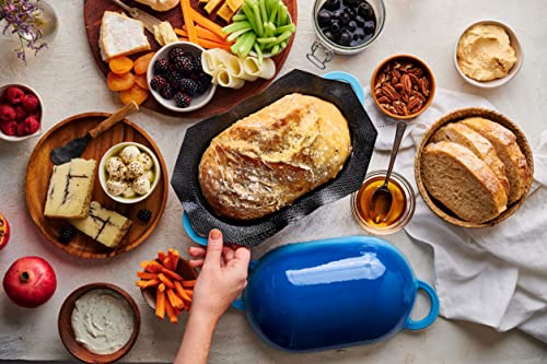 LoafNest: Incredibly Easy Artisan Bread Kit. Cast Iron Dutch Oven [Blue Gradient] and Perforated Non-Stick Silicone Liner.