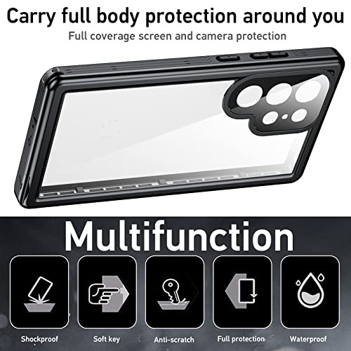 Joytra for Samsung Galaxy S23 Ultra Case Waterproof, Built in Screen Protector, Heavy Duty Military Grade Drop Protection, Full Body Clear Cover with Shockproof Case for Galaxy S23 Ultra 5G 6.8’’