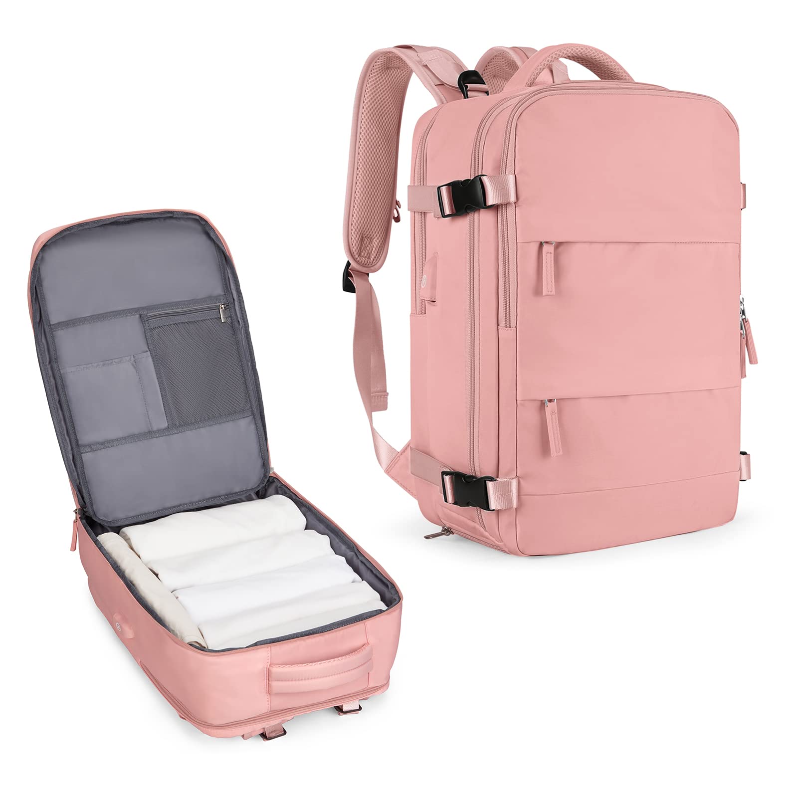 coowoz Large Travel Backpack For Women Men,Carry On Backpack Flight Approved,Hiking Backpack Waterproof Outdoor Sports Rucksack Casual Daypack Fit 15.6 Inch Laptop Shoes Compartment