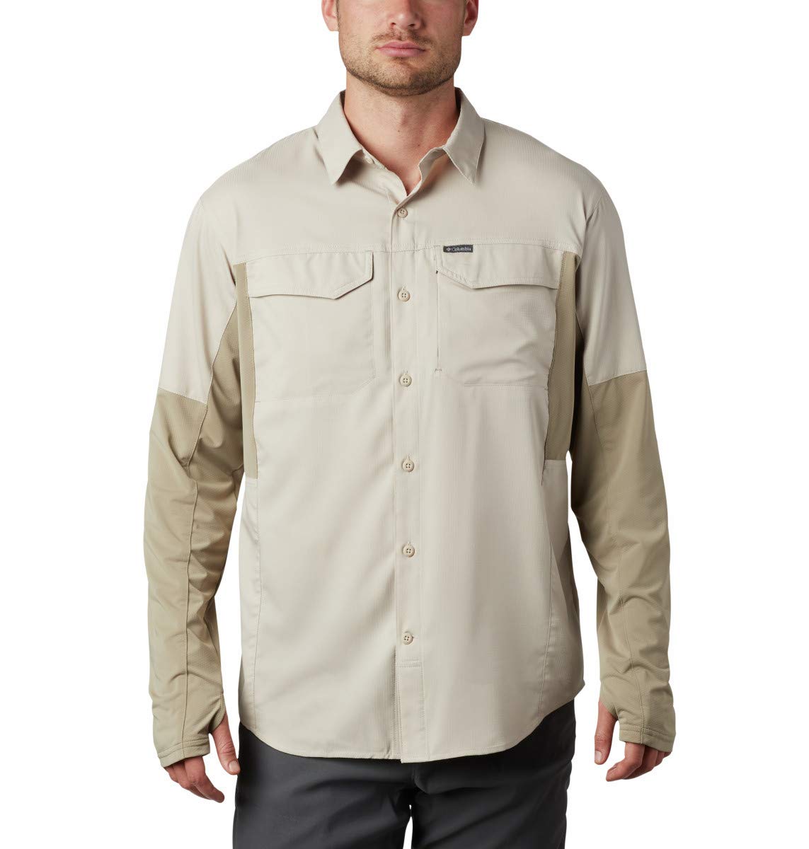 Columbia Men's Silver Ridge Lite Hybrid Shirt, Fossil/Tusk, Large