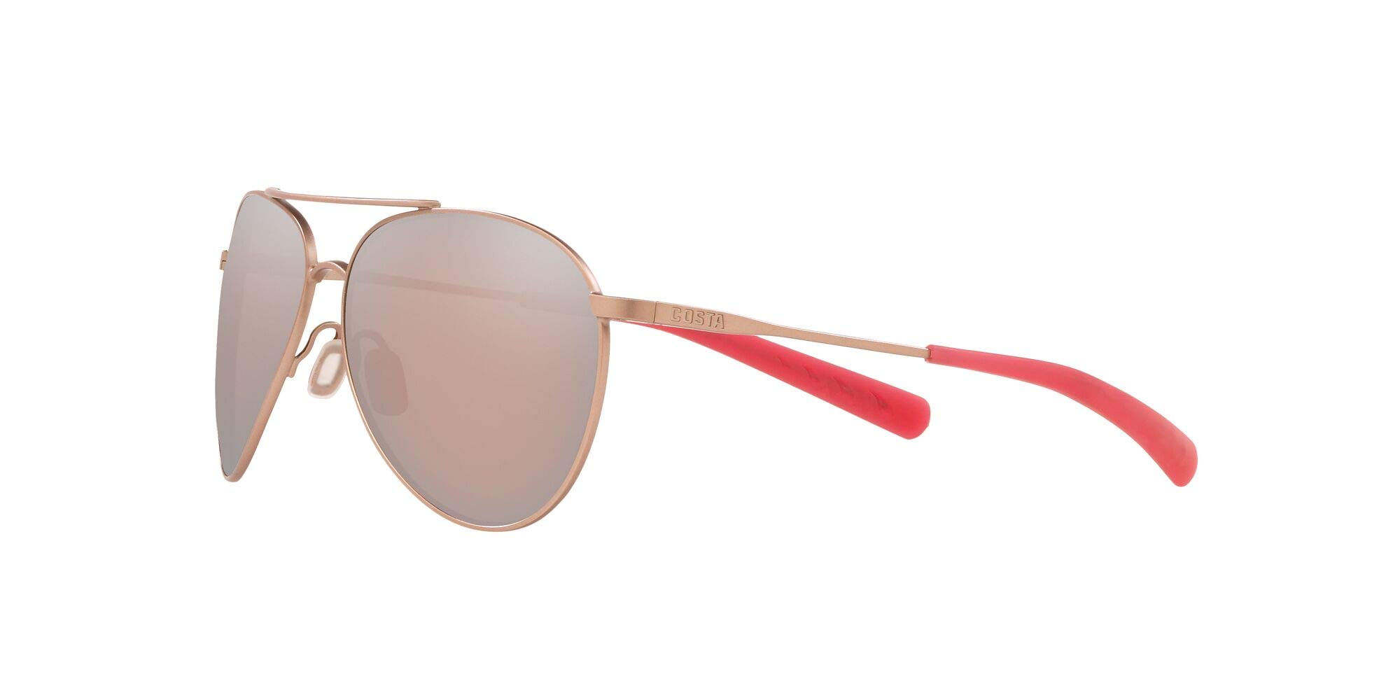 Costa Woman Sunglasses Satin Rose Gold Frame, Copper Silver Mirror Lenses, 58MM