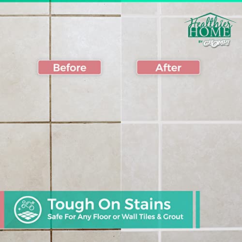 CHOMP! Grout Cleaner and Brightener, Includes Easy Scrubber Grout Cleaner Brush, Refreshes Grout and Removes Stains on Tile Floors and Walls in Showers, Bathrooms, Kitchens (1 Bottle x 32 Fl Oz)