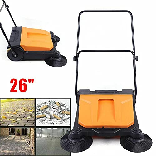 KONKENIE 26" Industrial Hand Push Sweeper Large Area Floor Pavement Street Sweeping Tool for Indoor Outdoor Use
