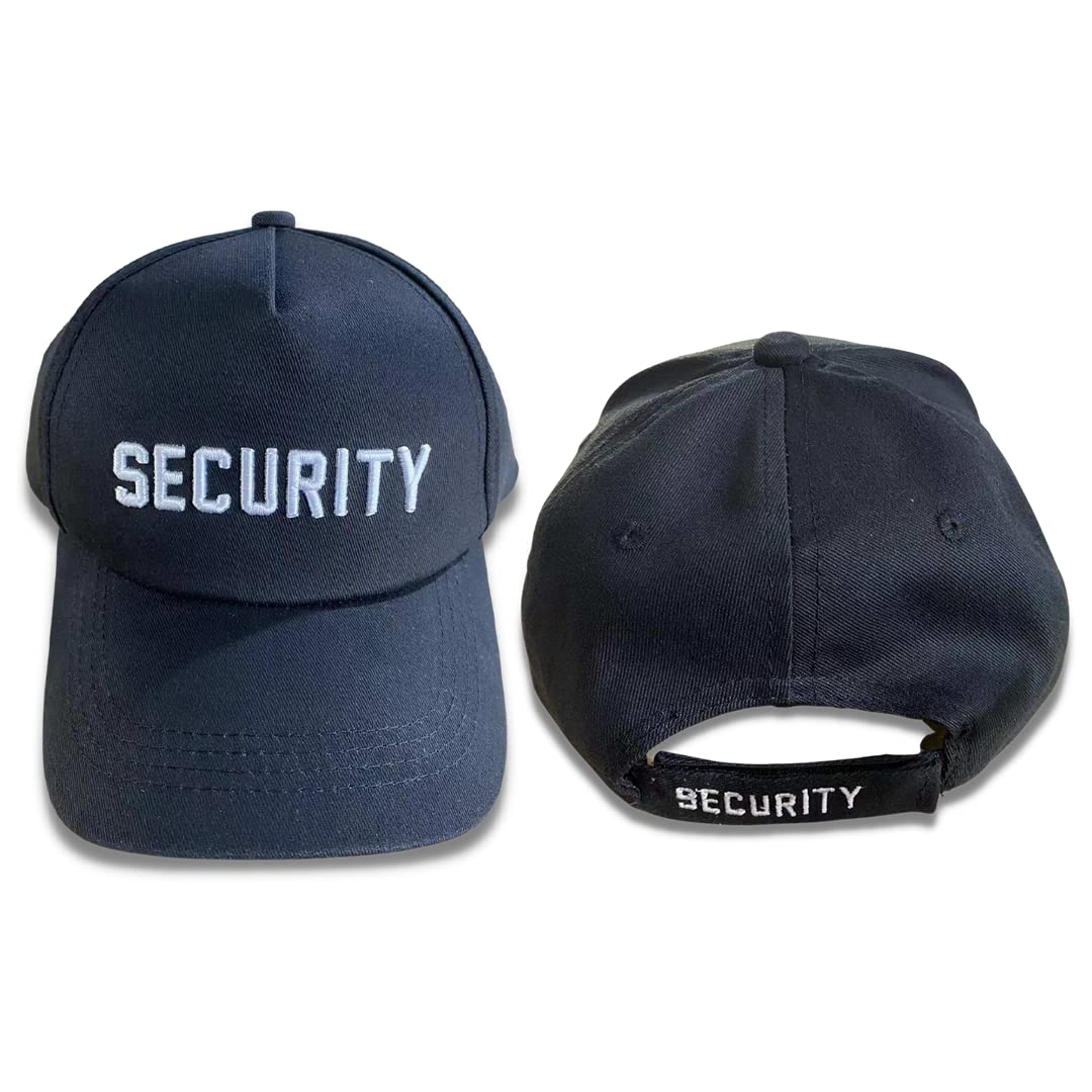 Elegant Black Security Cap with 3D Embroidered Security Logo on Front and Back - One Size Fits All - Practical Design for Daily use in Security Industry
