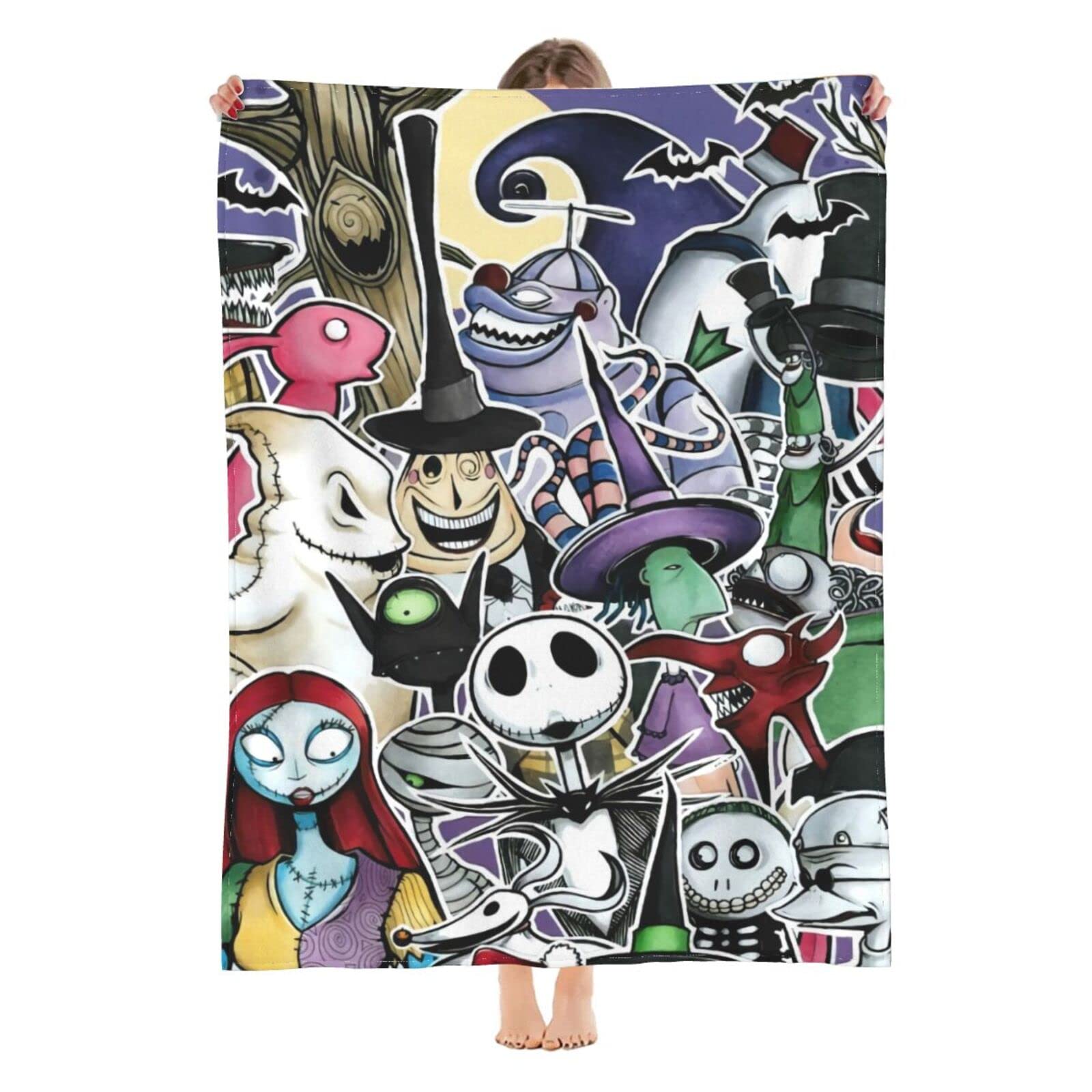 Christmas Blanket Super Soft Jack Skellington & Sally Throw Blankets for Couch Sofa Beding Kids Adults Gifts 60"X80"