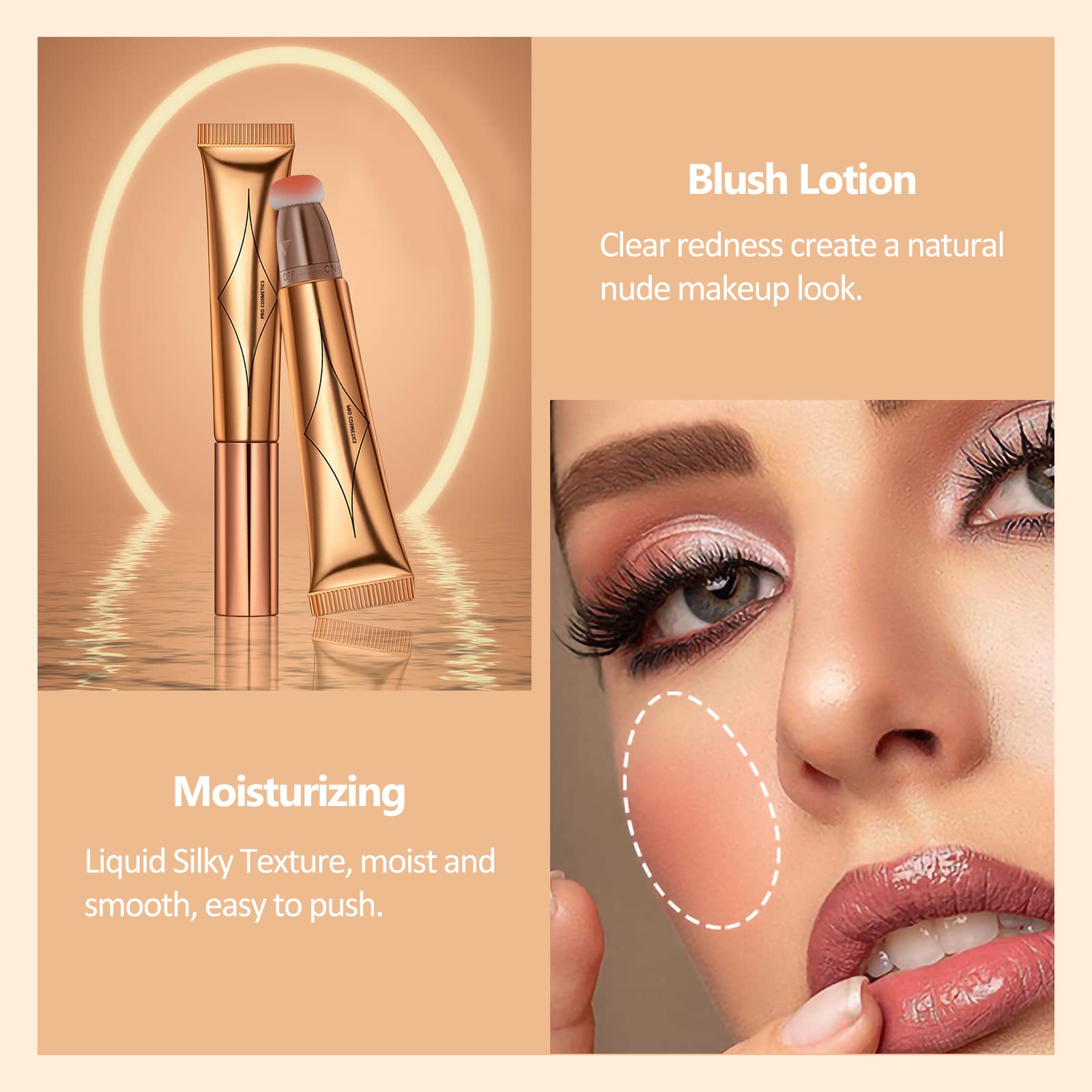 DAGEDA Highlighter Beauty Women Wand, Shimmer Liquid Face Highlighter, Smooth Creamy Liquid Highlighter Stick with Soft Cushion Applicator, Waterproof Body Face Glowing Highlighter Makeup (04)