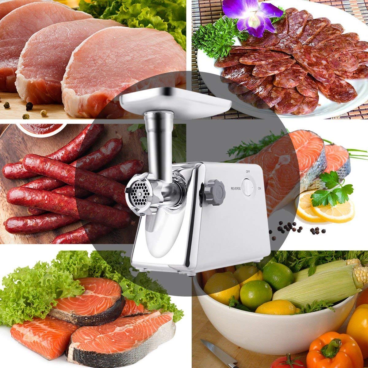 COSTWAY 1300 Watt Electric Industrial Meat Grinder Us Stock Steel, MEDIUM, White