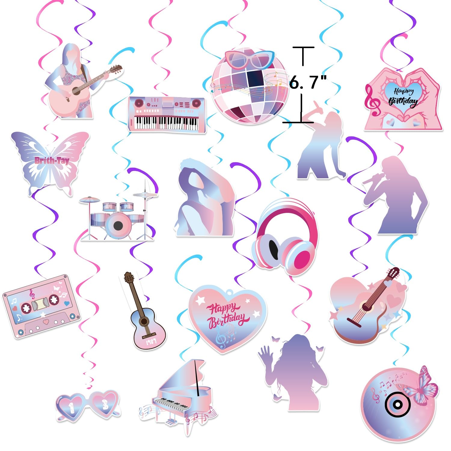 fmsao Birthday Party Decorations Singer Theme Party Supplies Hanging Swirls for Girls Birthday Decorations