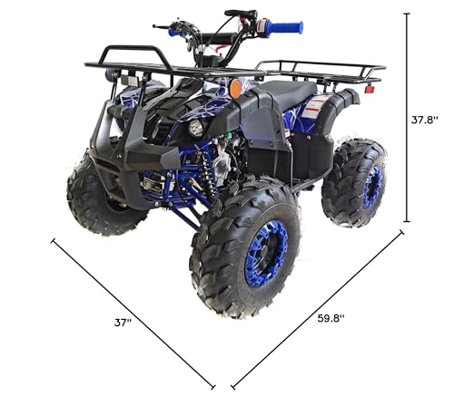 Upgraded 125cc Big ATV Automatic Transmission w/Reverse, LED Headlight, Big 19"/18" Tires (Factory Packaged) (Blue Color)