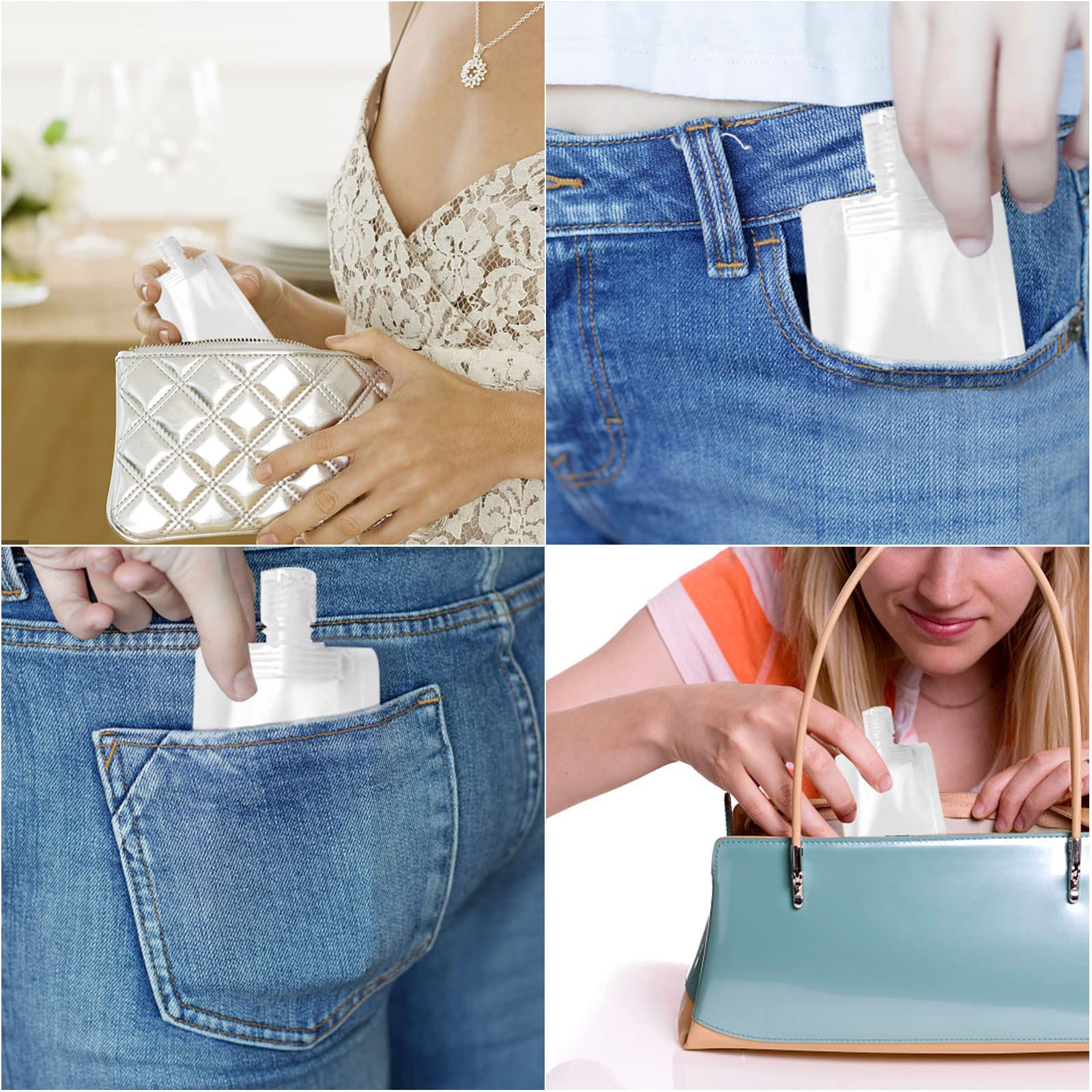OUFAN Travel Size Pouches for Toiletries,TSA Approved Leak-proof Travel Portable Fluid Packing Bags with Labels for Shampoo, Conditioner, Lotion (20PACK)