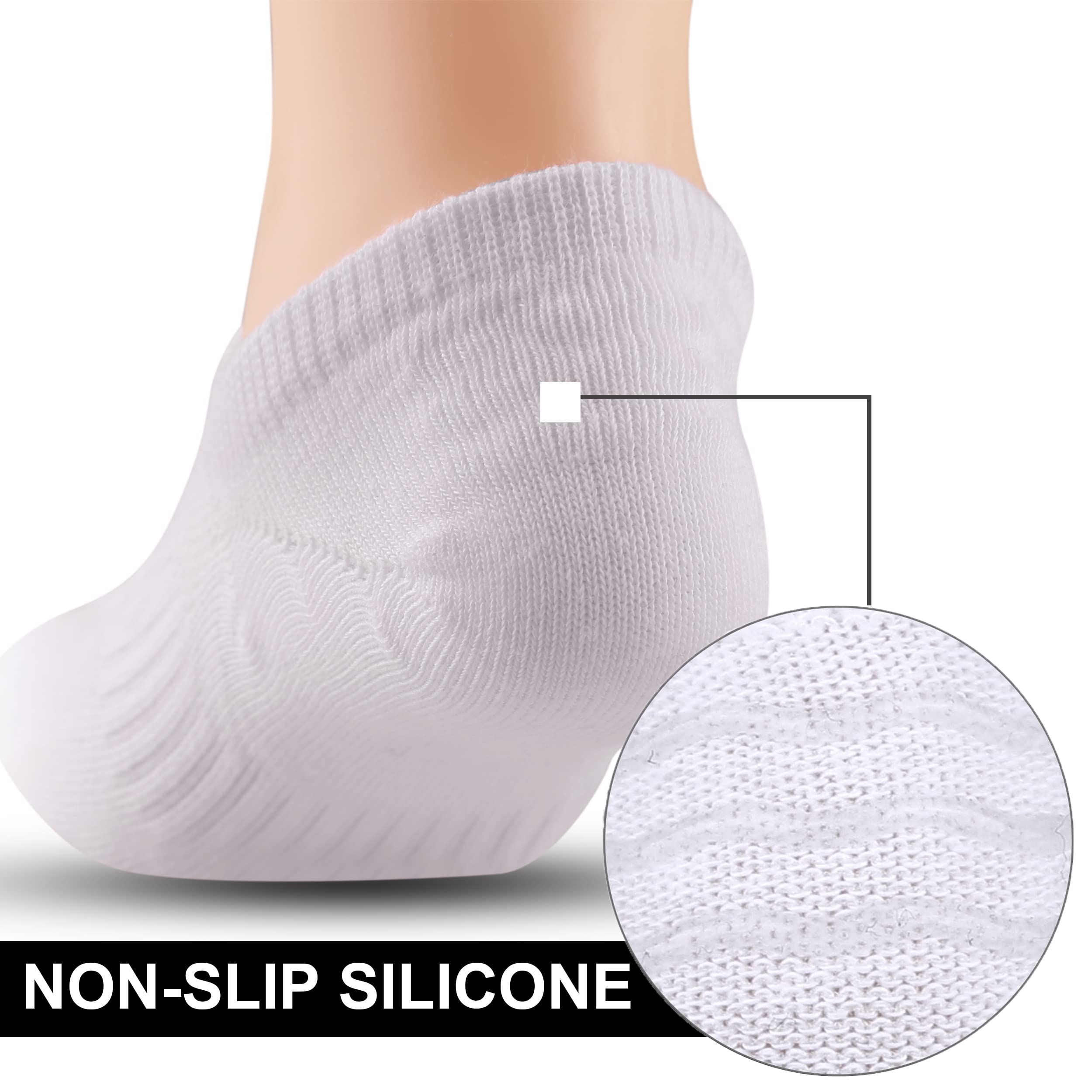 Cozi Foot 10 Pairs Boys Girls No Show Socks Cotton Non Slip Low Cut Socks (Medium, C01-White)