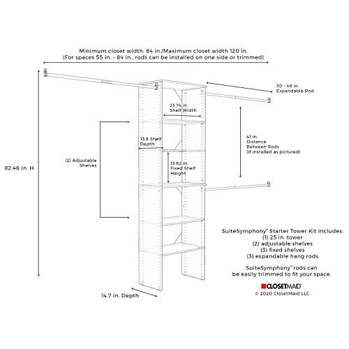 ClosetMaid SuiteSymphony 25-inch Wide Starter Tower Closet Organizer Midnight Brown Wood Finish