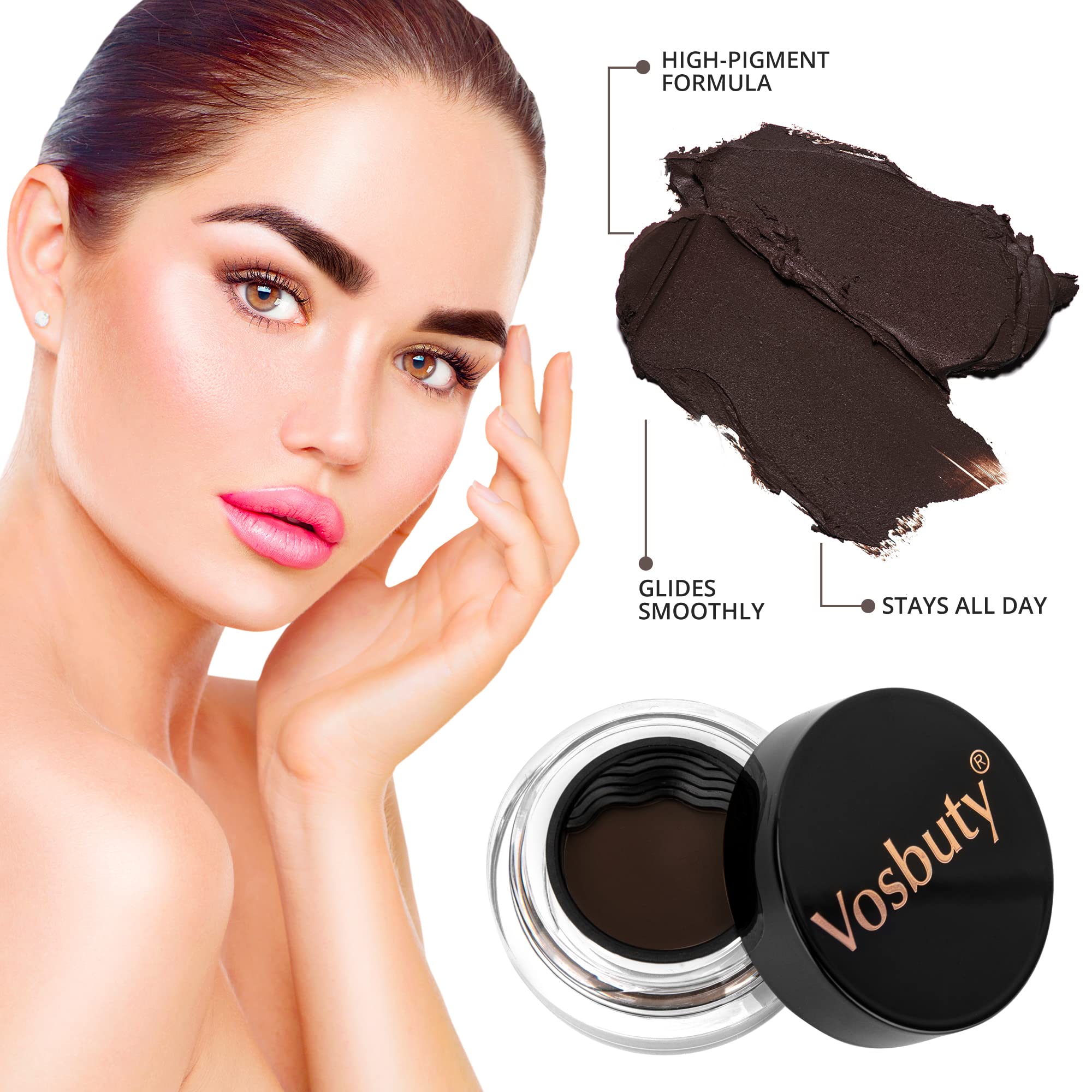 Eyebrow Stamp Stencil kit, Eyebrow Stamp for Perfect Brows, Brow Stamp Kit With 12 Classic Eyebrow Stencils, Eye Brow Stamping Kit, Long-Lasting Waterproof Smudge-Proof (Light Brown)