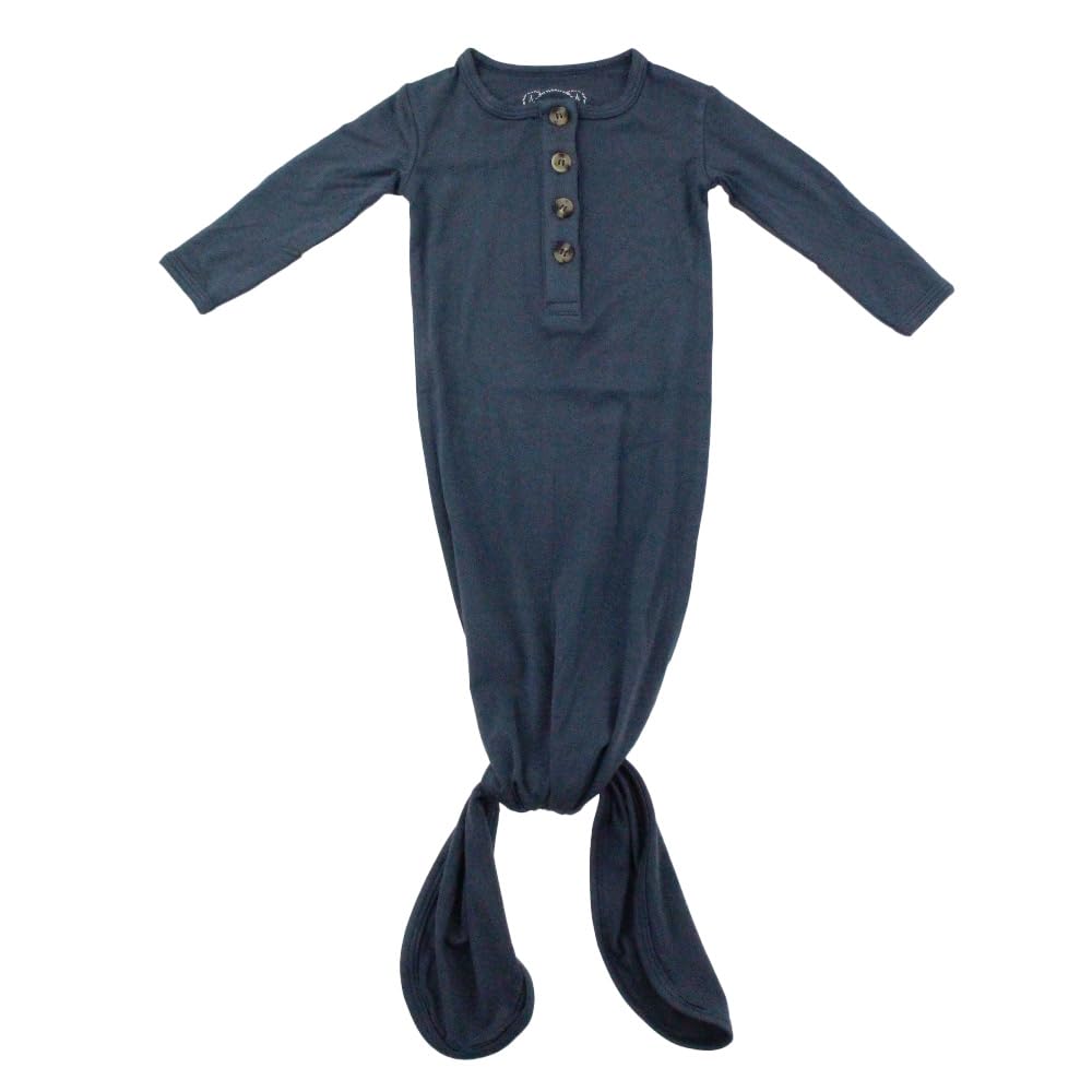 Nuzzly Baby Knotted Gown | Super Soft & Stretchy | Newborn Girl/Boy | Gender Neutral | Size 0-3 Months (Shadow)