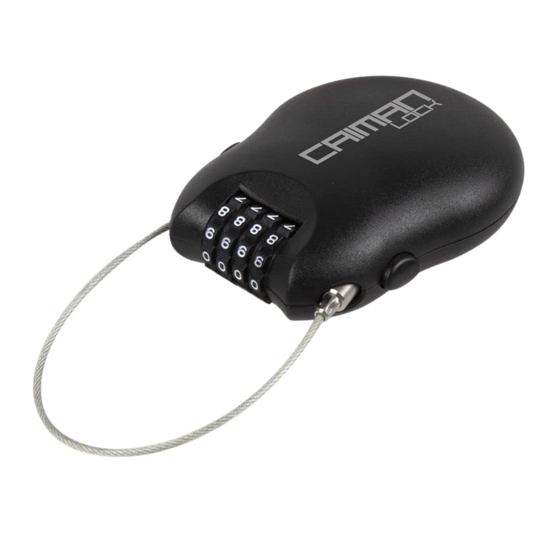 ELTIN Bike Rollable Combination Lock 70x1000 - Caiman Lock - Retractable Steel Cable - Black
