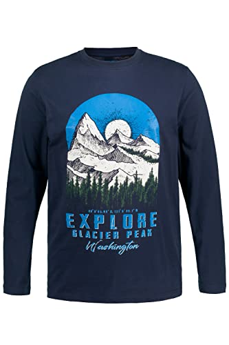 JP 1880 Menswear Big & Tall Plus Size L-8XL Explore Mountain Print Back Tee Navy Blue Large 808949130