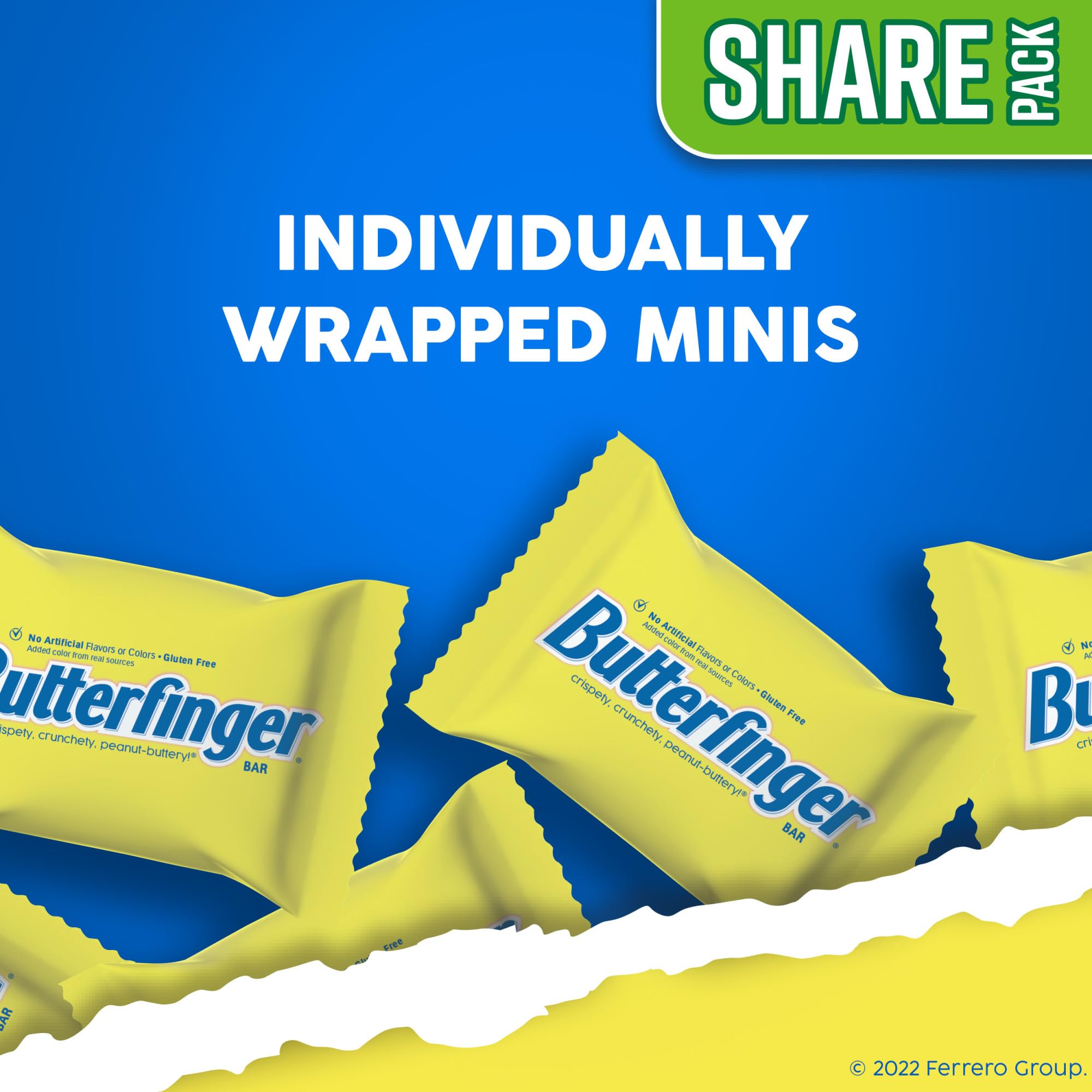 Butterfinger, 8 Pack, Chocolatey, Peanut-Buttery, Minis Individually Wrapped Candy Bars, Resealable Share Size, 9.8 oz