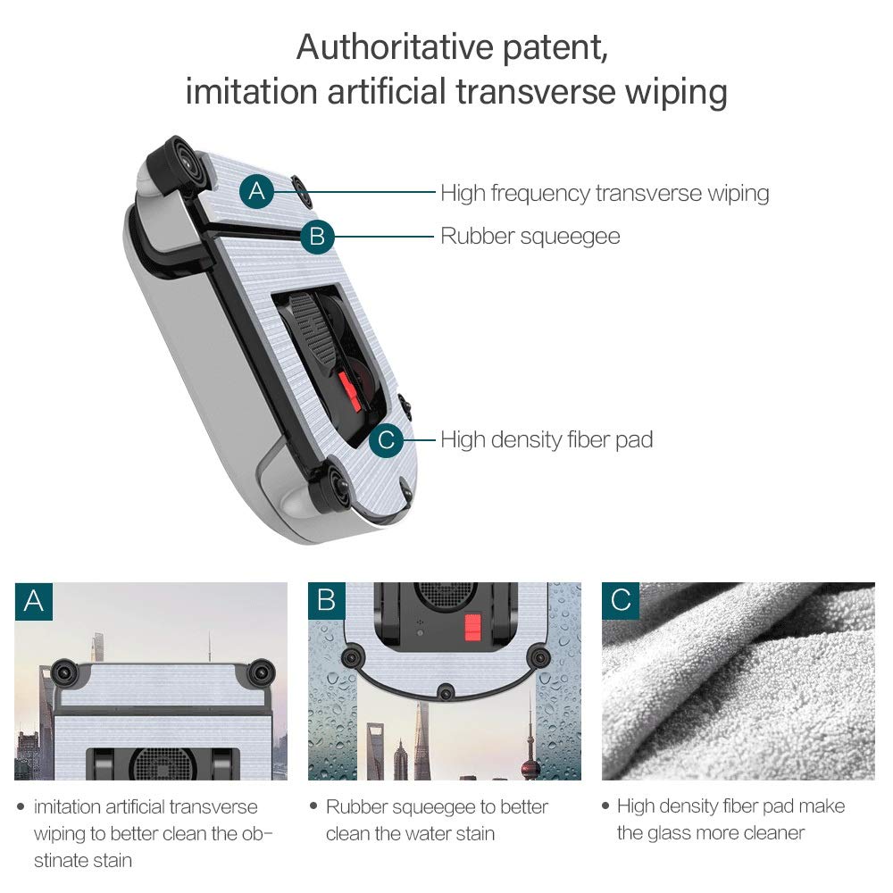 COAYU Robot Window Cleaner, CW902 Window Cleaning Robot with Remote Control, Cleaning Kinds of Horizontal Windows, Sliding Glass Doors, Marble Bathroom Floors & Walls, and Kitchen Floors