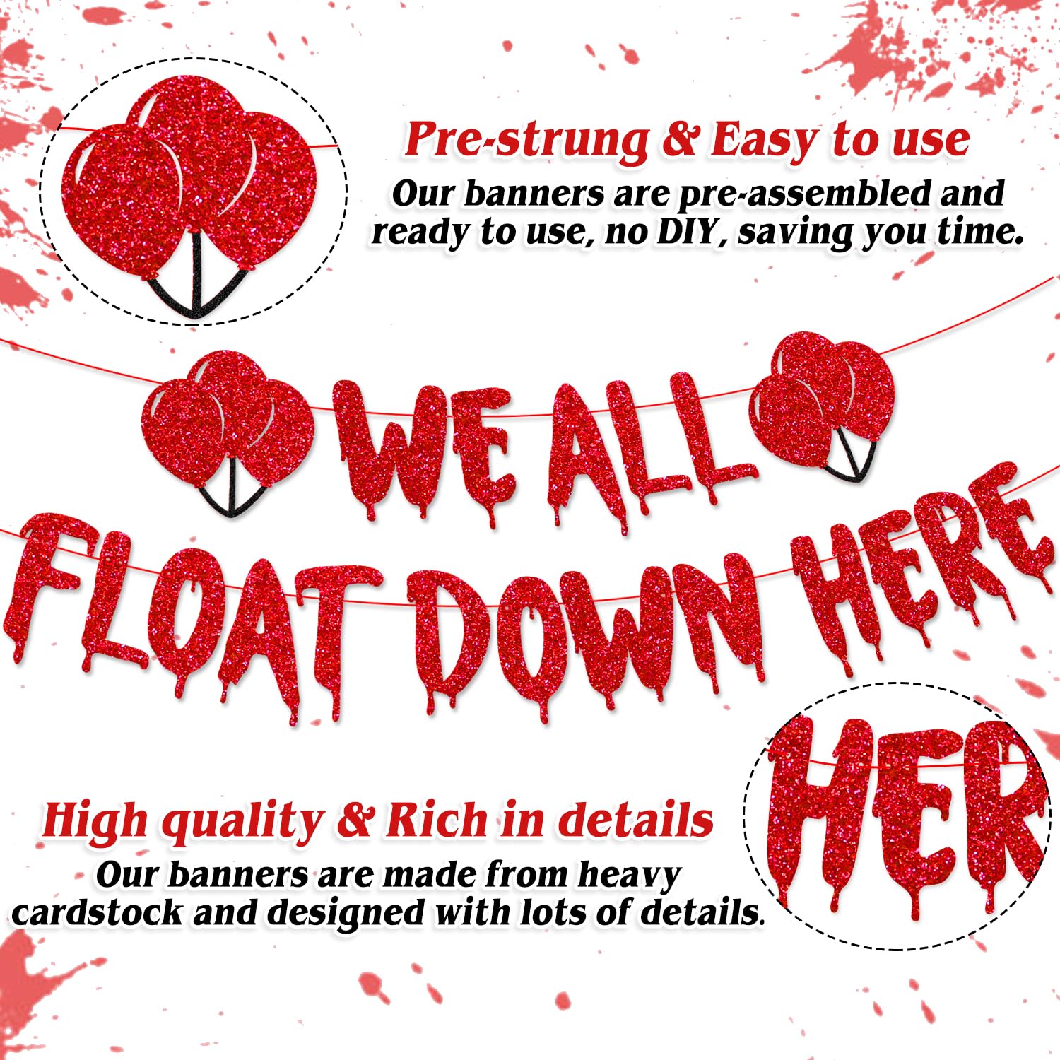 Halloween Party Decorations We All Float Down Here Banner Hallow Bloody Backdrop Have a Killer Party Decor Horror Scary Creepy Spooky Halloween Decor