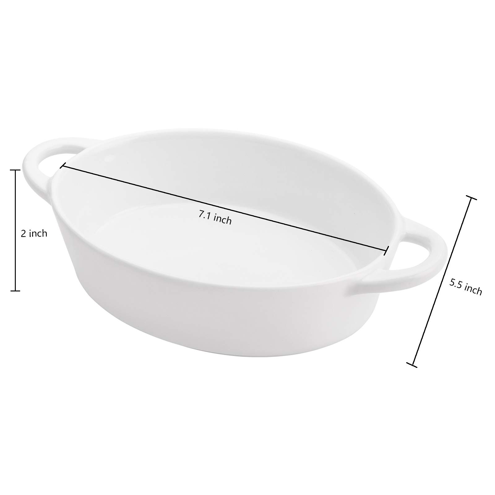 Foraineam 4 Pack 20 Ounce Porcelain Ramekins with Double Handles Oval Creme Brulee Souffle Baking Dishes