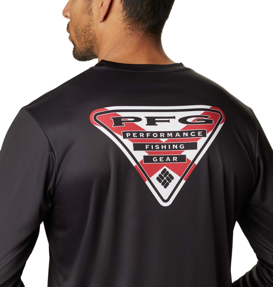 Columbia Men's Terminal Tackle PFG State Triangle Long Sleeve, Vivid Blue/Ma Flag, Small