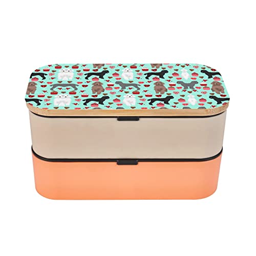 KOOLR Poodles Dogs Print Bento Box Adult Lunch Box With 2 Compartments Stackable For Work Picnic Leak Proof Bento Box
