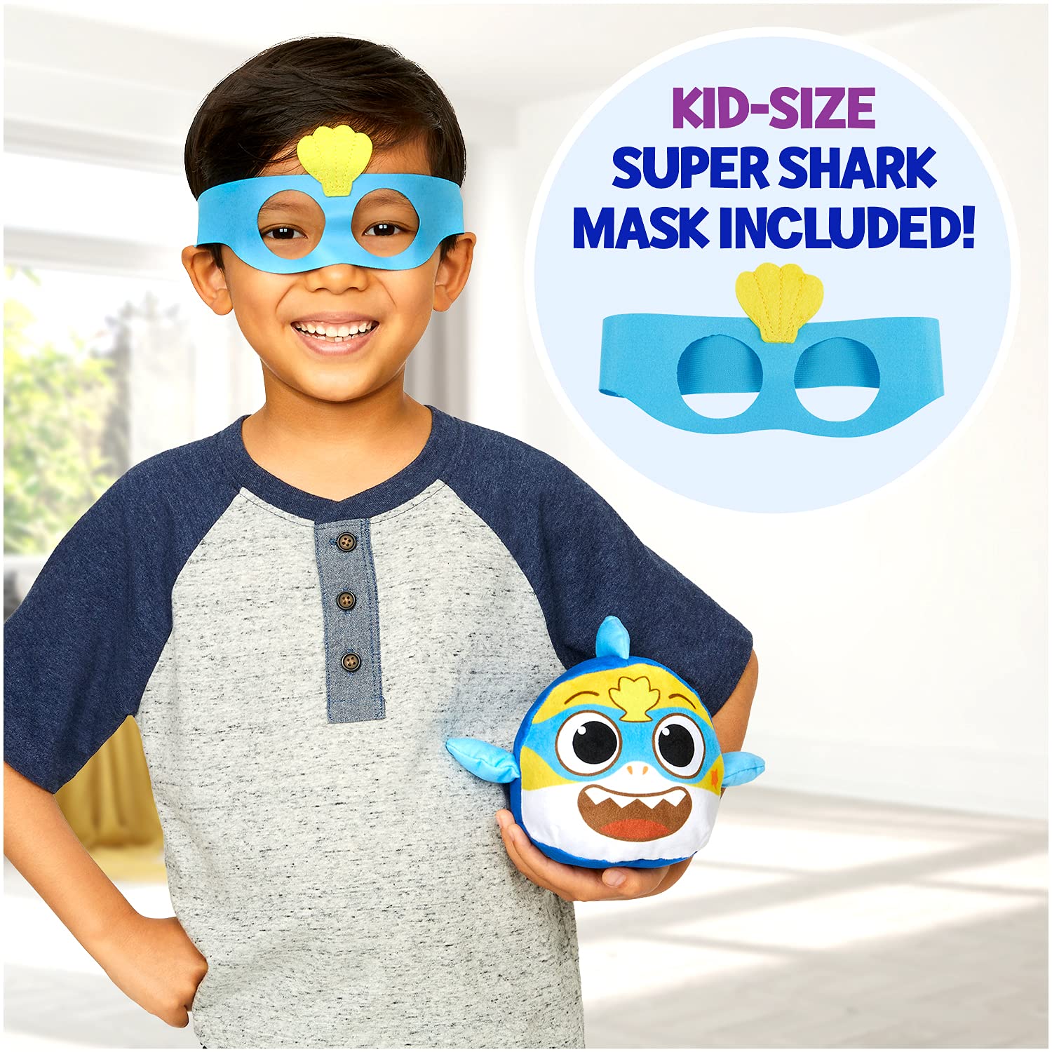 WowWee Baby Shark's Big Show! Reversible Plush Baby Shark Turns Into Super Shark – Flip Plushie Toys for Toddlers