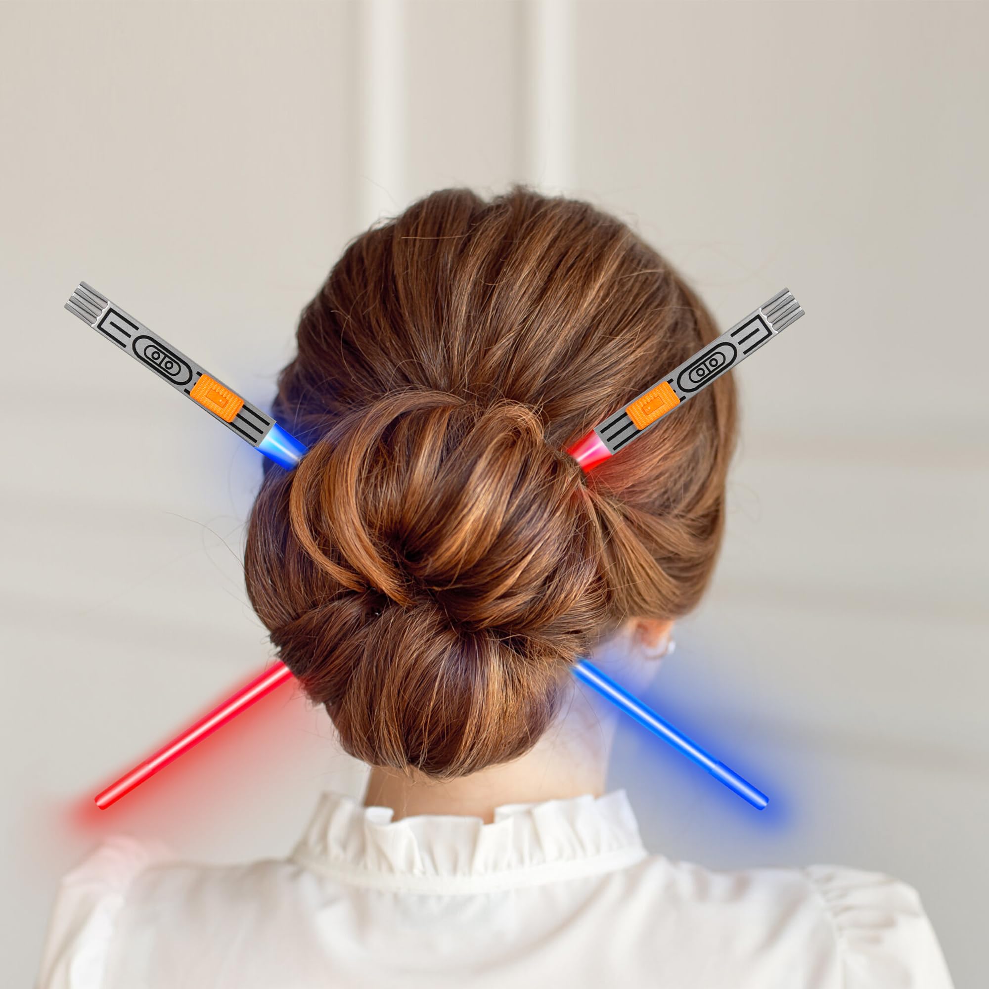 JAVOCO Chopsticks Chopsticks Light Up, LED Glowing Light Saber Chop Sticks, Mini Lightsaber, Cool Chopsticks, Light Saber Chopsticks, Led Chopsticks 2pairs(red&blue)
