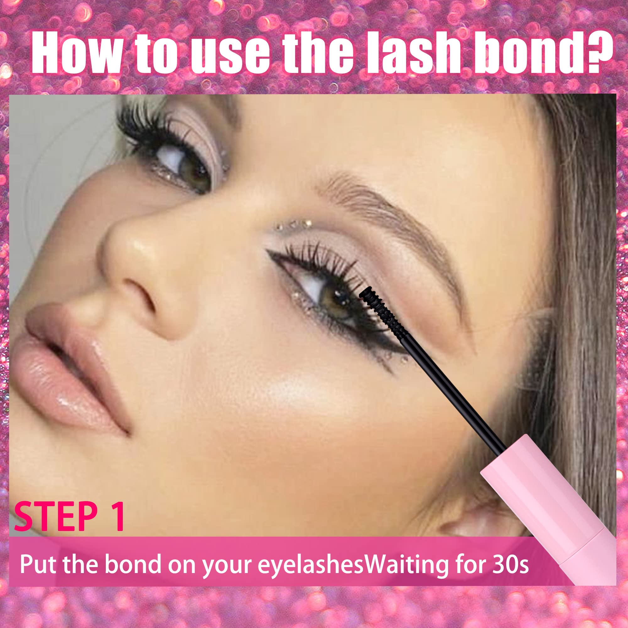 Eyelashes Glue,Lashes Bond and Seal,Individual Lashes Adhesive for Cluster DIY False Eyelash Extension,Strong Hold Waterproof Long Lasting Eyelashes Glue for Sensitive Eyes (5ML)