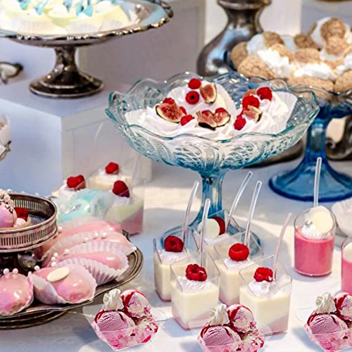 TOFLEN 50 Pack 5 oz Mini Dessert Cups with Spoons - Mini Appetizer Plates Disposable Small Plastic Bowls for Desserts, Samplers, Party Serving Trifles & More