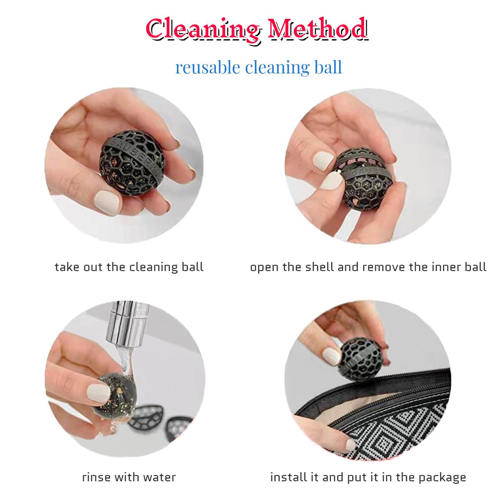 ELIFS 2-Pack Purse Cleaning Ball Backpack Debris Collection Internal Cleaning Ball Absorbs Dust Dirt and Debris From Your Purse or Backpack (Pink and Black)