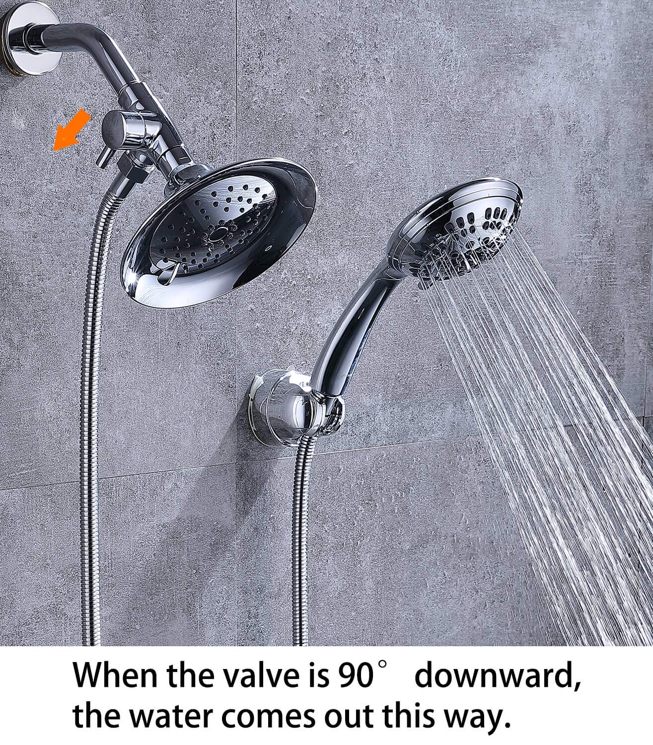 G-Promise Solid Metal Shower Arm Diverter for Hand Held Showerhead and Fixed Spray Head ∣ G 1/2 3-Way Bathroom Universal Shower System Replacement Part (Chrome)