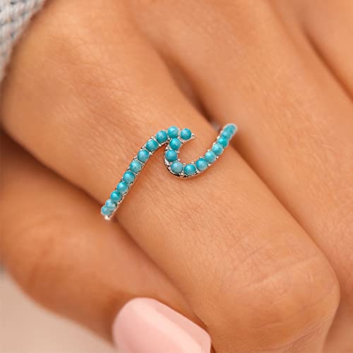 Pura Vida Silver-Plated Neon Wave Bead Stackable Ring - Brass Base, Stylish Design - Size 8