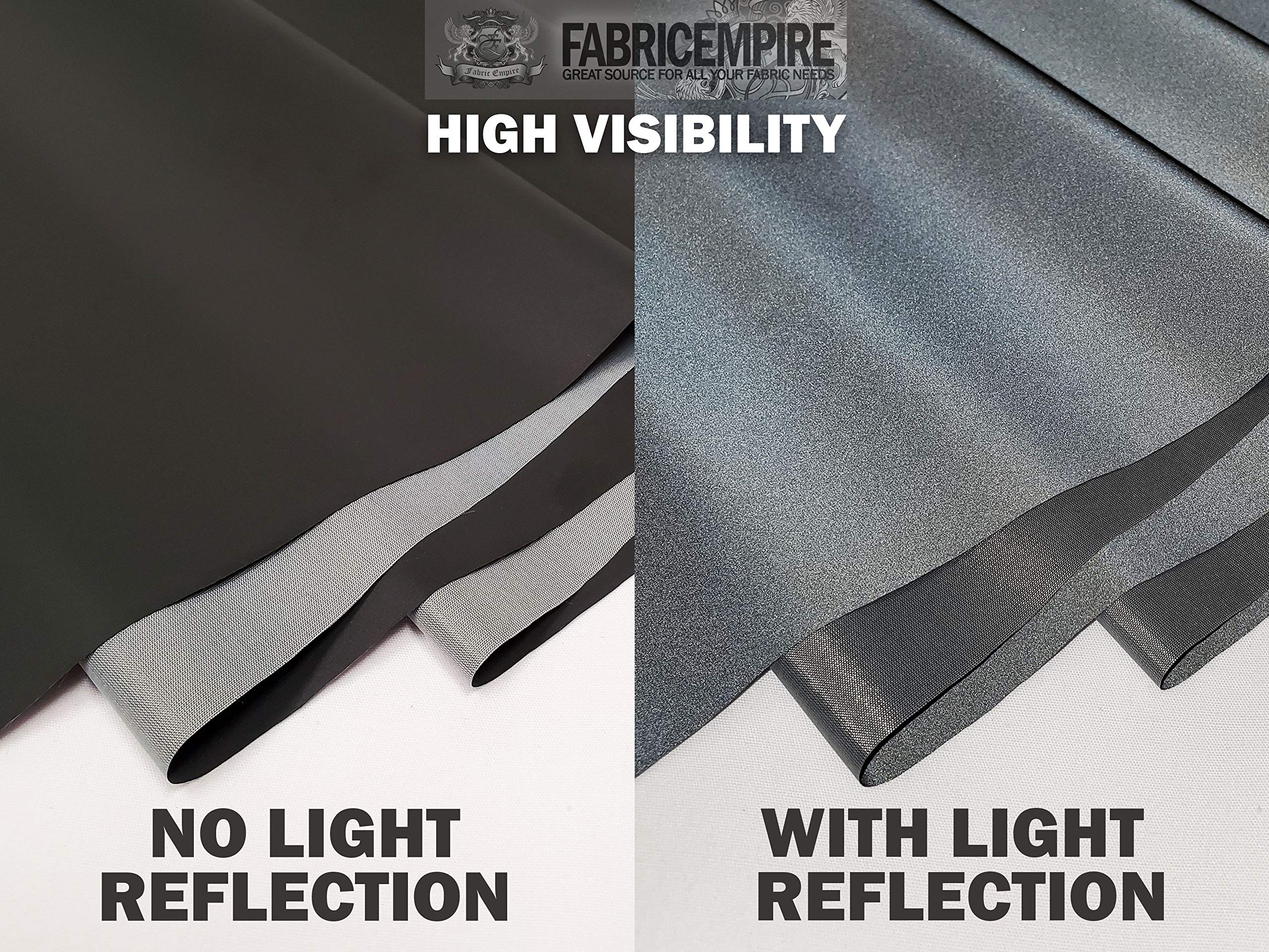 Reflective Lightweight Sports/Safety High Visibility Fabric 55" Wide/Sold by The Yard (Non-Stretch, Black)