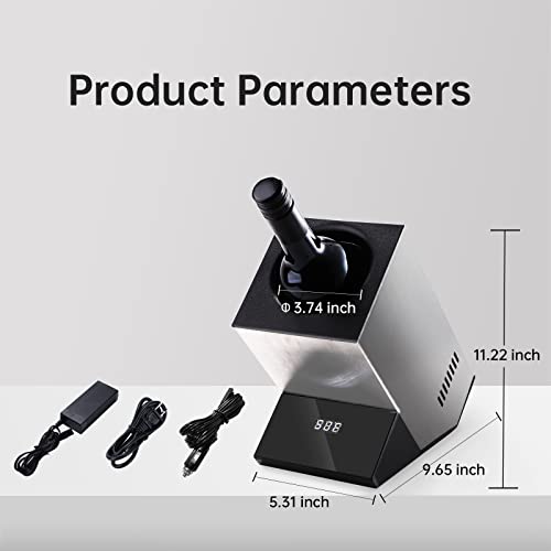 Wine Cooler, Electric Wine Chiller for 750mL Wine and Some Champagne Bottles, Single Bottle Wine Cooler Keep Cold Up to 24 Hours, Portable Outdoor Iceless Chiller for Patio Poolside Picnic BBQ Party