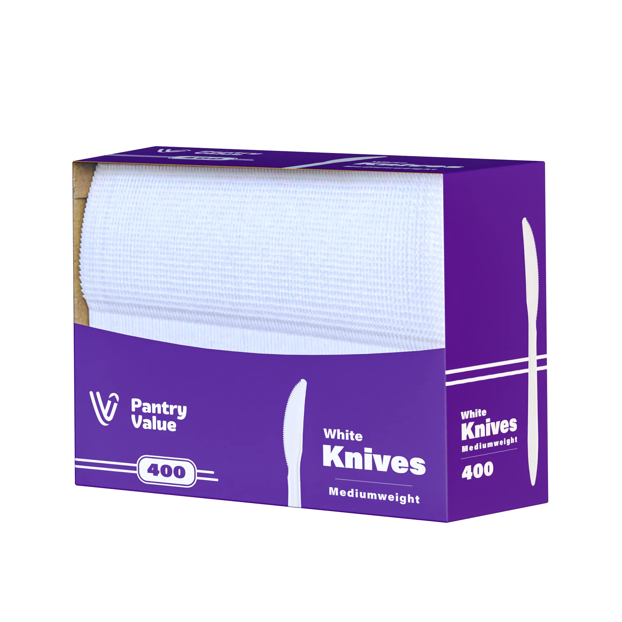 Comfy Package 400 Light-Weight White Disposable Plastic Knives