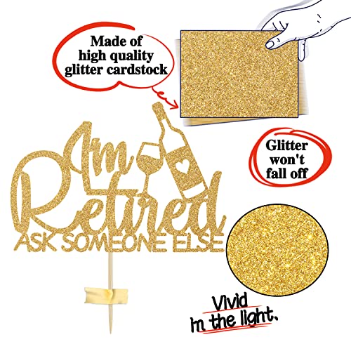 Cos mos I'm Retired Cake Topper - The Legend Has Retired Cake Decoration - Happy Retirement Party Decorations Supplies(Gold)
