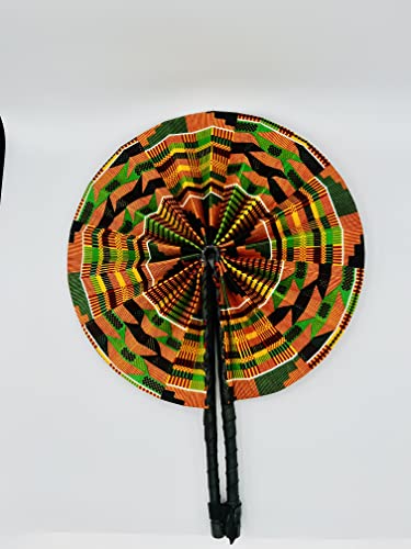 Shophaven African Kente Hand Fan 1, African Ankara Print Fan, Ankara Handheld Fan, Afrocentric Foldable Fan, African Kente Print Fan