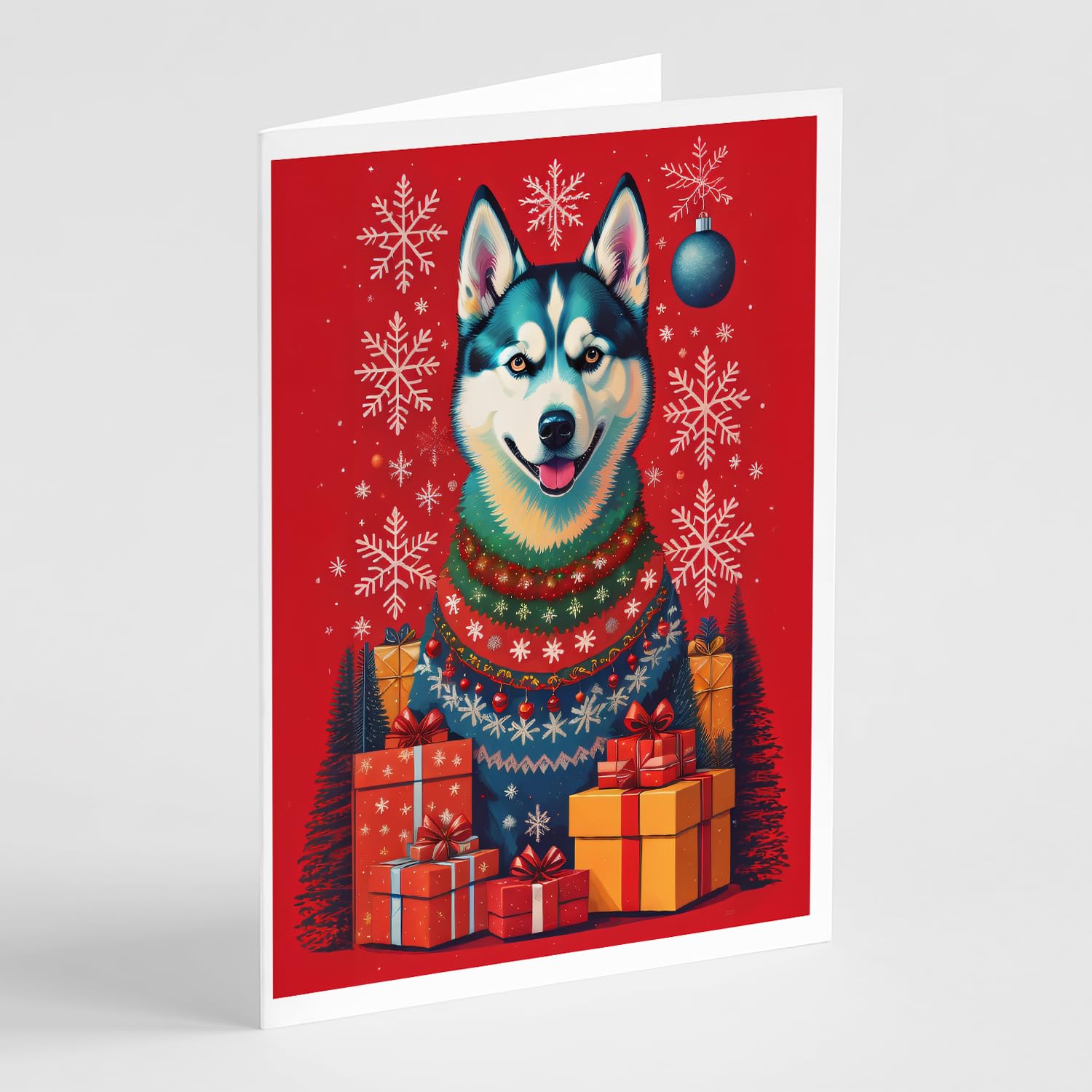 Caroline's Treasures DAC3163GCA7P Siberian Husky Holiday Christmas Greeting Cards Pack of 8 Blank Cards with Envelopes Whimsical A7 Size 5x7 Blank Note Cards