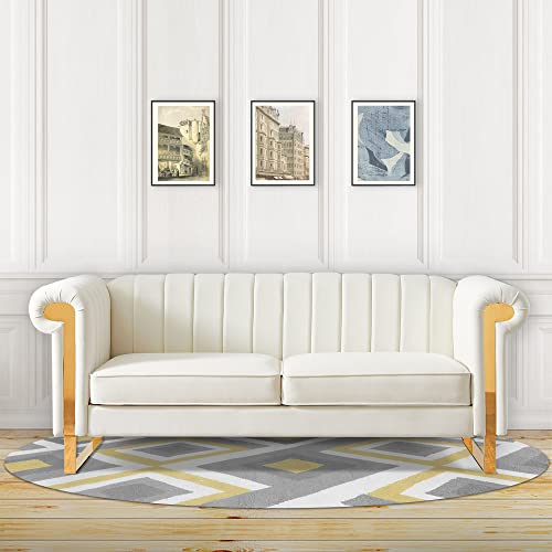 Koruiten Velvet Sofa Couch, Mid-Century Modern Couch with Arms and Removable Cushions, 84 Inch Love Seats Furniture for Living Room & Bedroom (White)