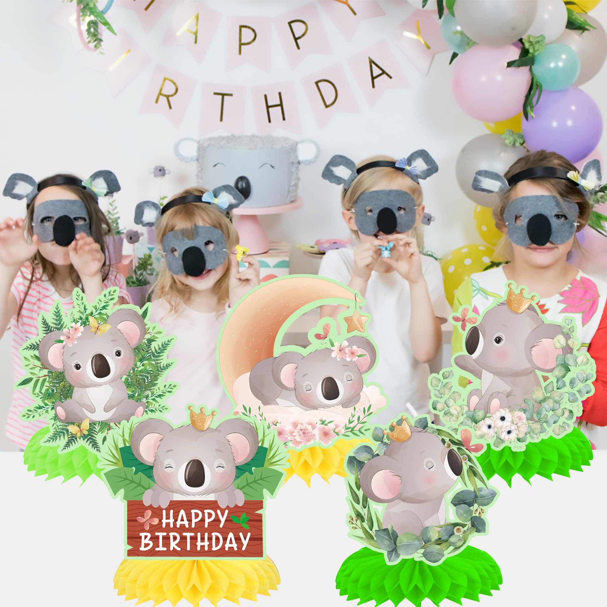 Koala Honeycomb Centerpieces 10pcs Koala Birthday Party Decoration Cute Koala Baby Shower Table Decoration for Koala Theme Party Supplies