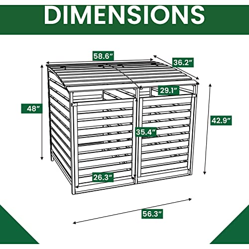 Hanover Outdoor 4.9 ft. x 4 ft. Wooden Trash Bin and Recyclables Storage Shed