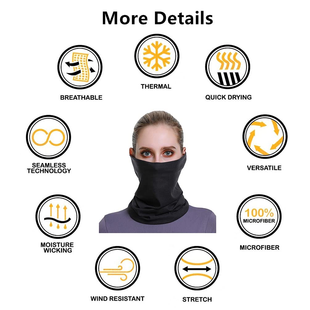 VANCROWN Neck Gaiter Headband Headwear Head Wrap Face Mask Magic Scarf Bandana for Men and Women (6PCS.Solid Color.2)