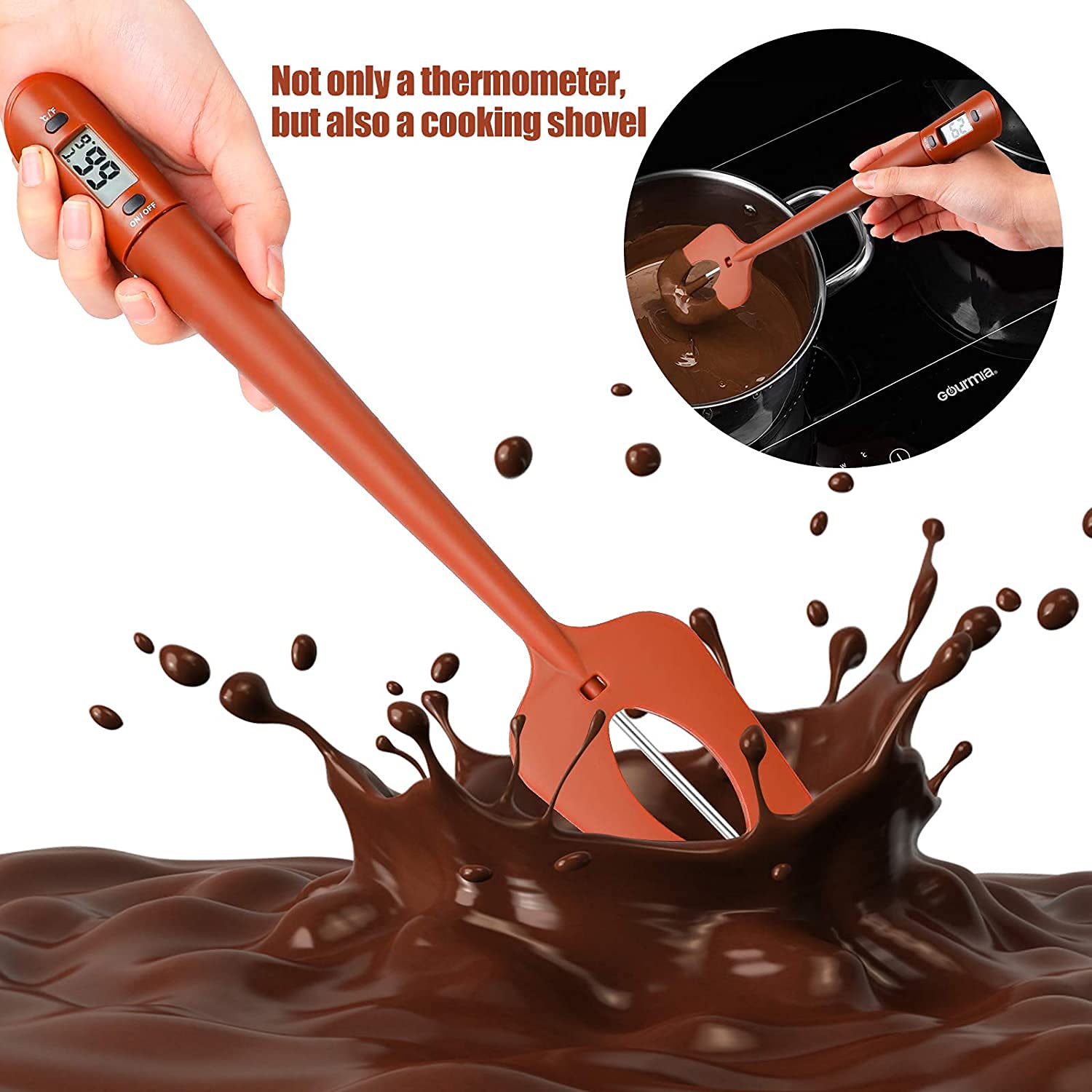 Efeng Candy Thermometer Spatula,Digital Cooking Thermometer with Pot Clip β Silicon Spatula with Meat Thermometer, Instant Read Thermometer Spatula for Candy,Chocolate,Grill Meat Cooking