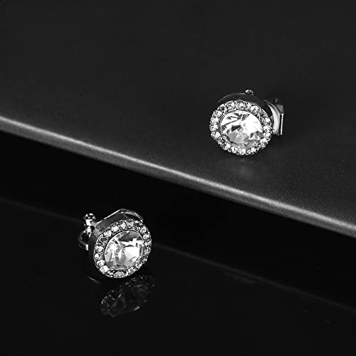 Thunaraz Elegant Clip on Earrings for Women Crystal Teardrop Wedding Earrings Clip on Rhinestone Formal Chandelier Dangle Earrings for Brides Bridesmaids Silver Round
